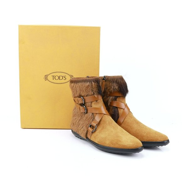 Tod's | Shoes | Nib Tods Womens Ascot Double Strap Bootie Boots Biscuit Hazelnut 375 895 | Poshmark